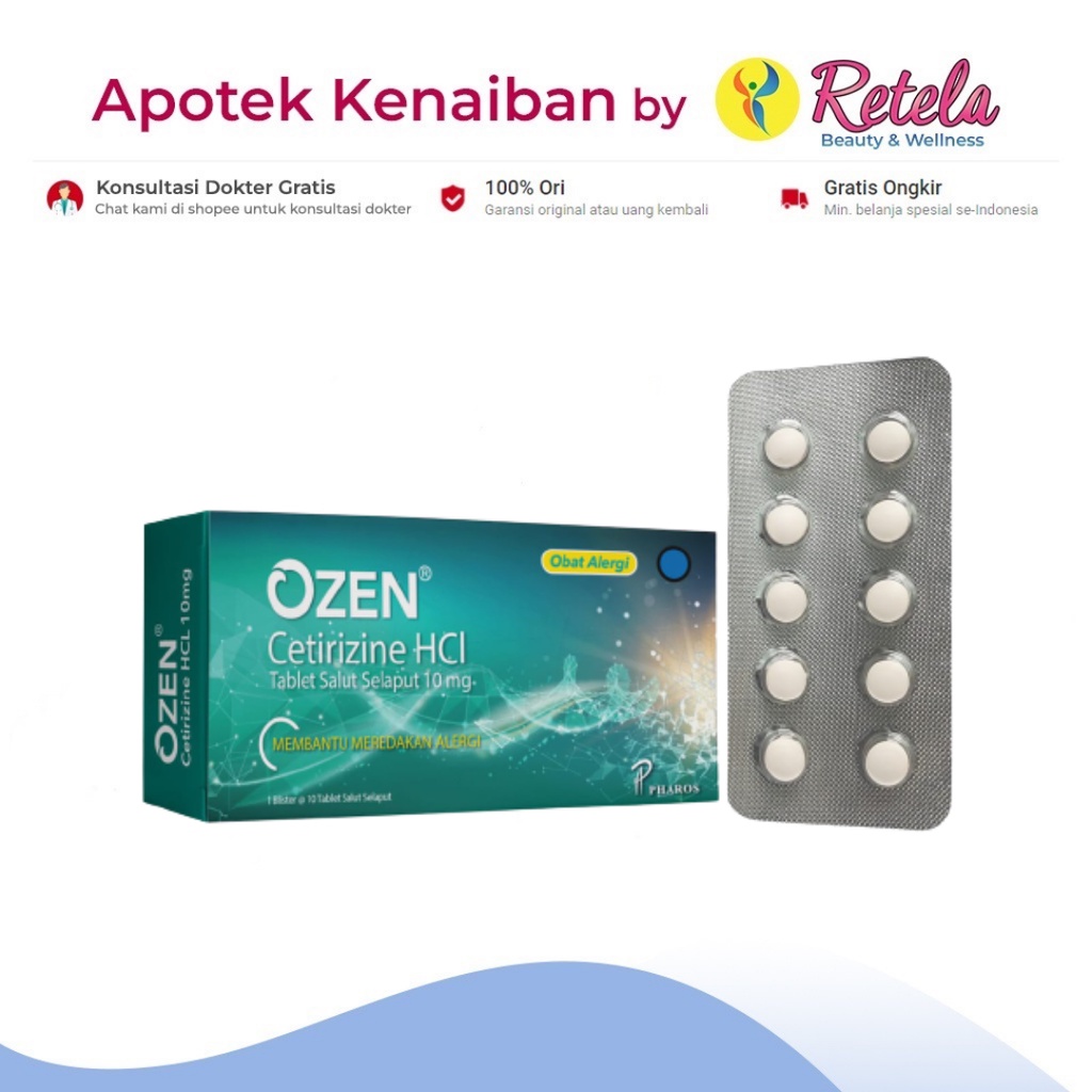 Jual OZEN 10 MG BLISTER 10 TABLET / CETIRIZINE / ANTI HISTAMINE /ANTI ...