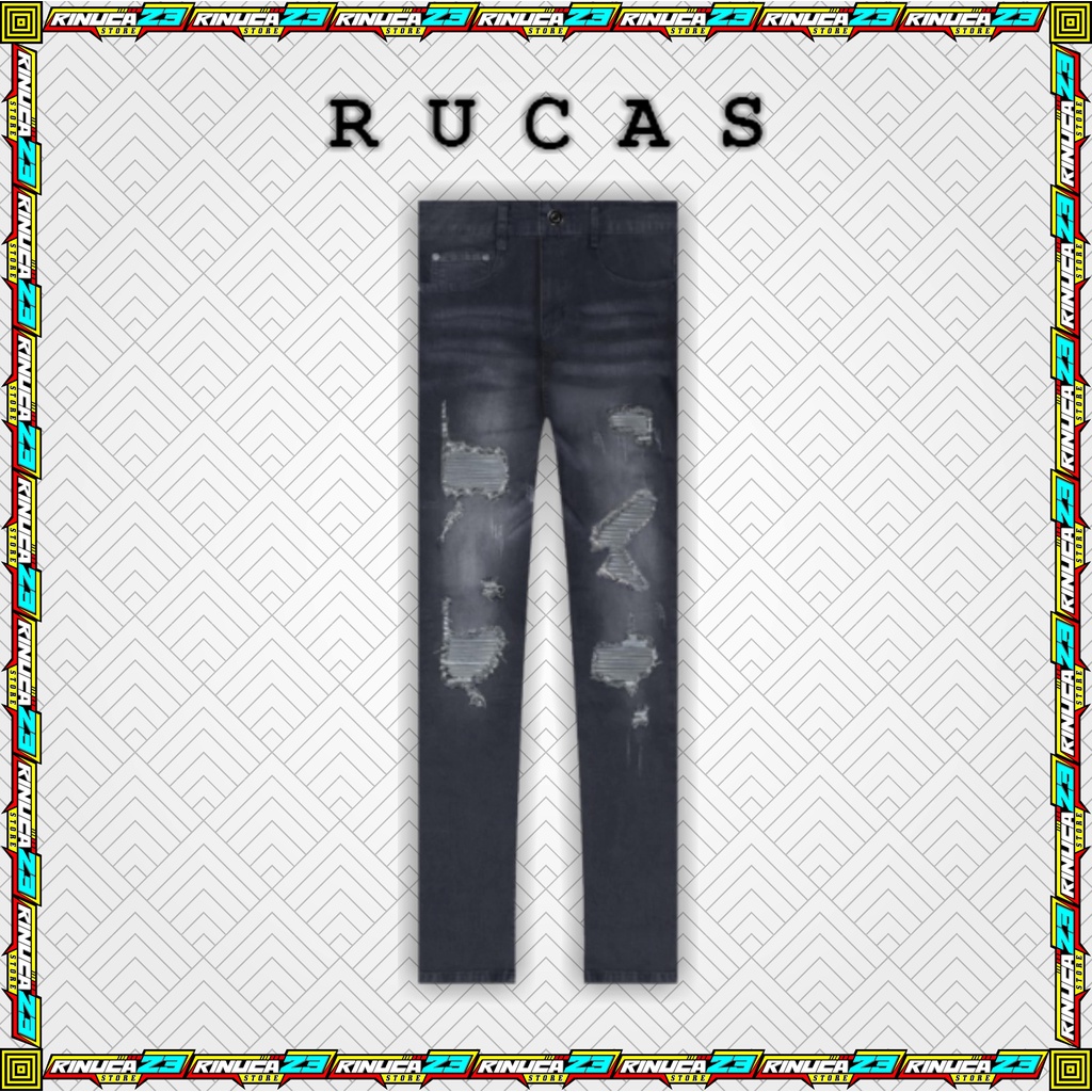 Jual RUCAS Grey Caviar Leather Jeans / White Caviar Leather Biker ...