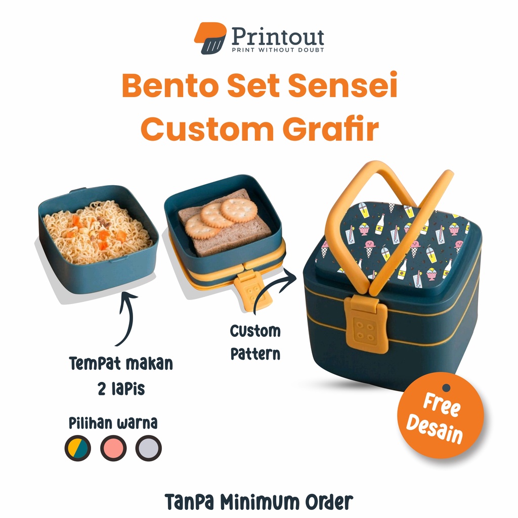 Jual PRINTOUT BOX BENTO SET SENNSEI - TEMPAT MAKAN CUSTOM, FREE DESAIN ...