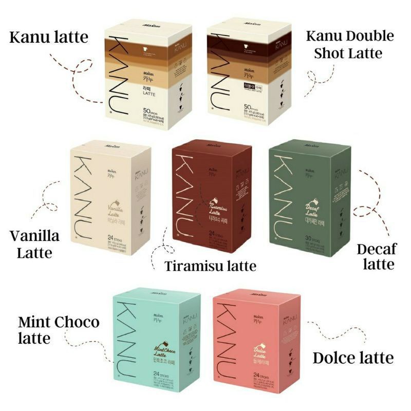 Jual PER BOX Maxim Coffee KANU Vanila Late Tiramisu Dolce Latte Mint ...