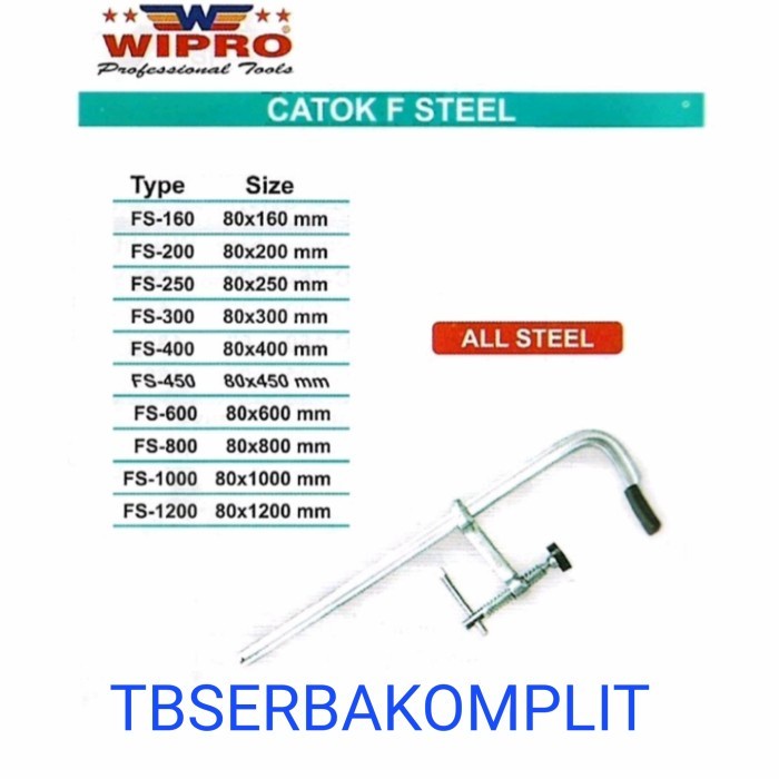 Jual Clamp F Steel 80x200 mm Wipro FS-200 Klem Full Besi 80mm x 200mm ...