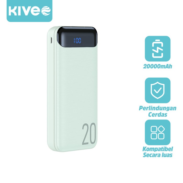 Jual Portable Kivee Power Bank 20000Mah Led L Dual Input Port Type C ...