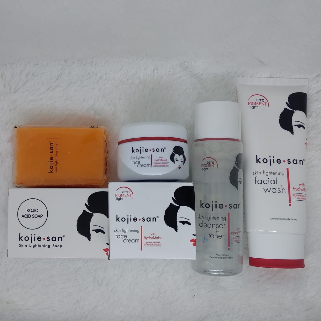 Jual Paket Lengkap Kojie San / Kojie san 4 In 1 Lightening Face Cream / Lightening Cleanser ...