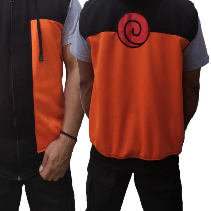Jual ☄ jaket rompi naruto shippuden - Allsize m fit l, hitam oren ANIME ...