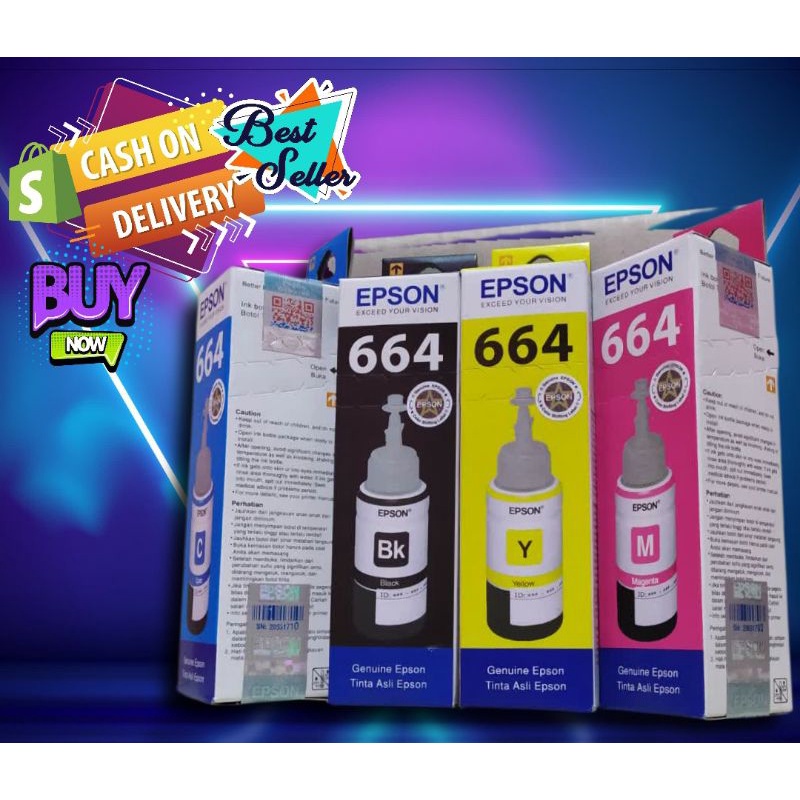 Jual tinta epson 664 1Set original for Epson L100, Epson L110, Epson L120, Epson L200, Epson ...