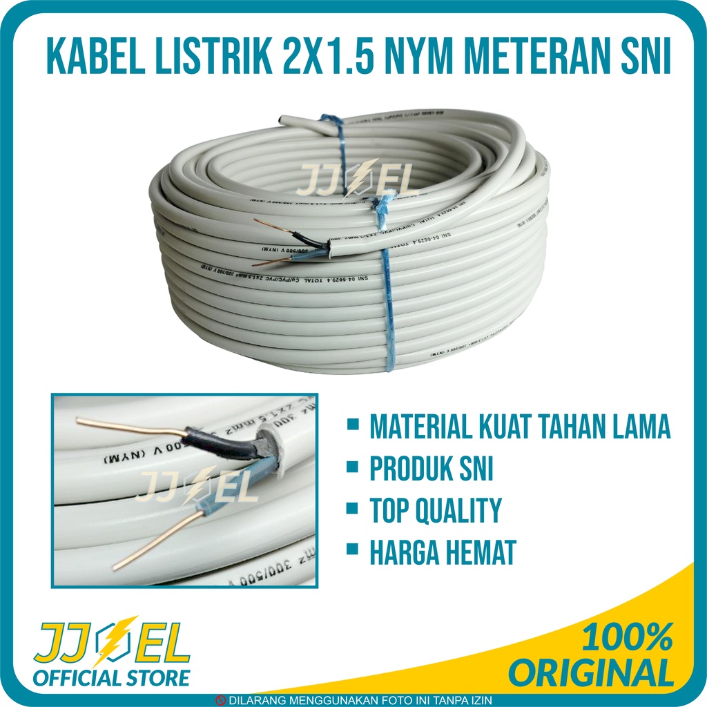 Jual Kabel Listrik NYM 2x1.5 Tembaga Per Meter - Kabel Isi 2 Tembaga Standar SNI | Shopee Indonesia