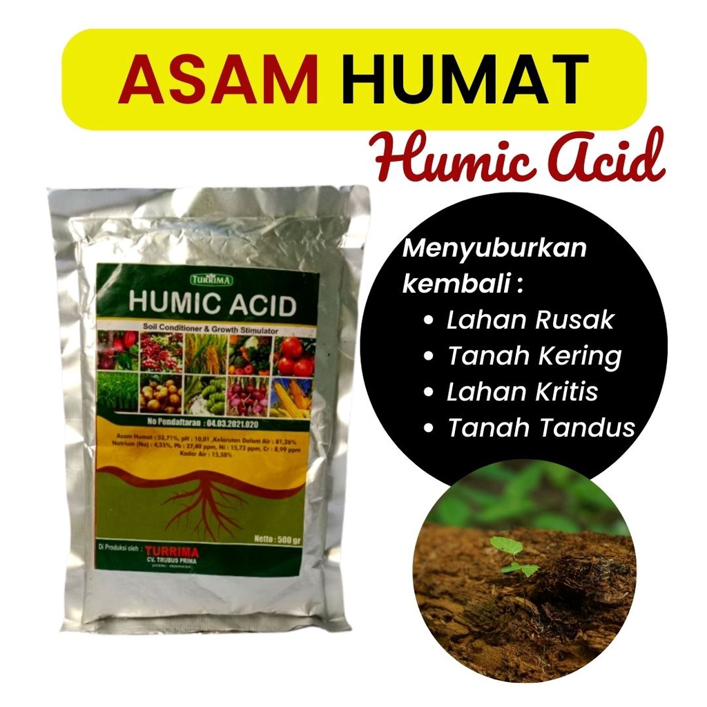 Jual Asam Humat Pembenah Tanah Alami, HUMIC ACID Pupuk Organik Asam Humat 500gr Penyubur Lahan ...
