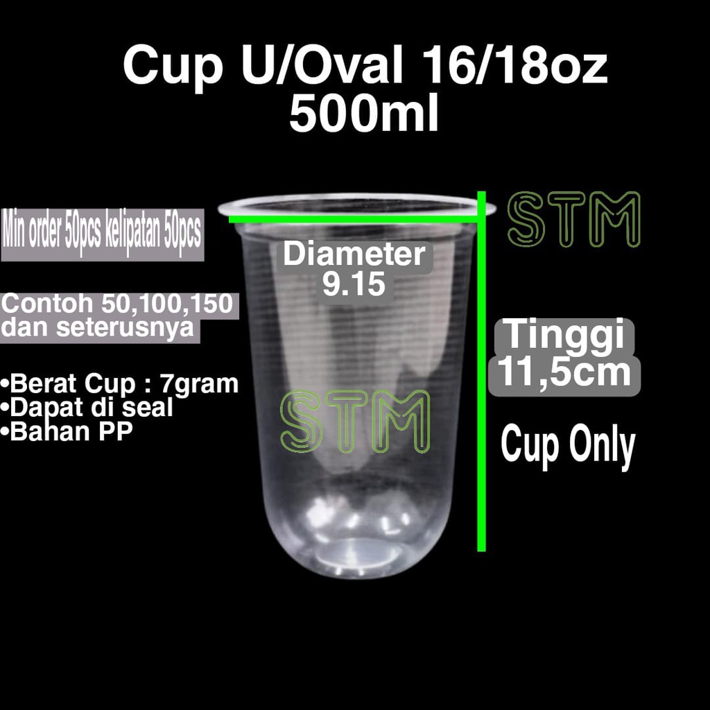 Jual Cup oval PP 16/18 oz /gelas U cup seal tanpa tutup | Shopee Indonesia