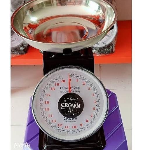 Jual ֍ Timbangan duduk- jarum 20kg Merk CROWN stainless-barang kokoh | Shopee Indonesia