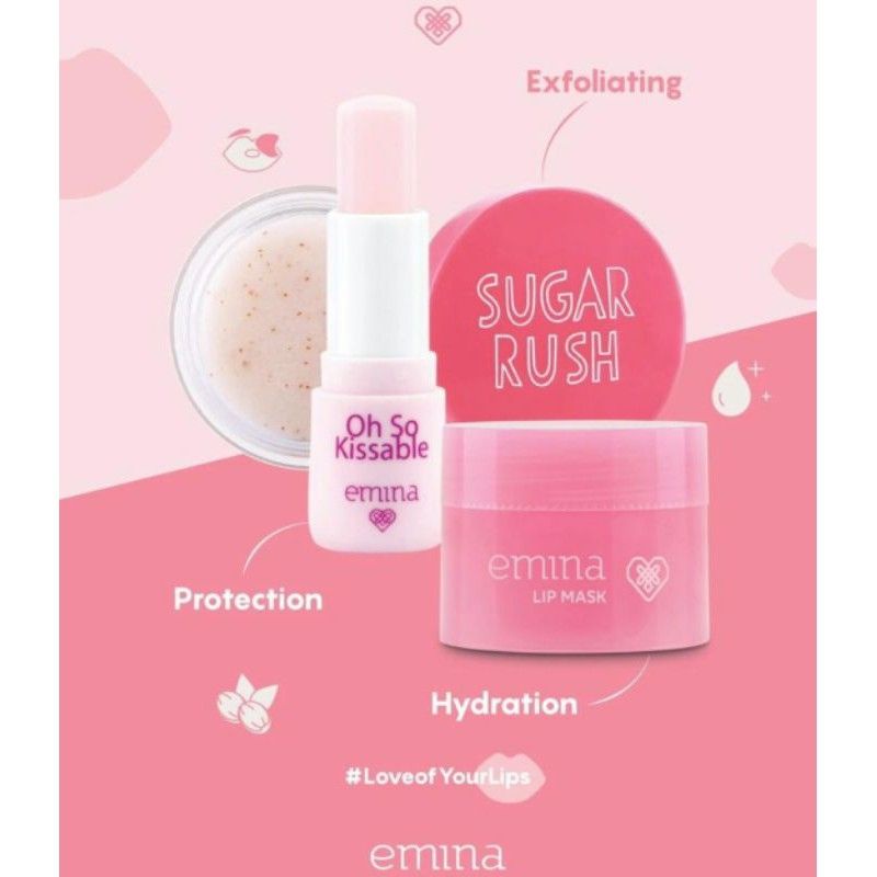 Jual EMINA PAKET LIP CARE 3pcs (LIP MASK , LIP SCRUB , LIP BALM ...