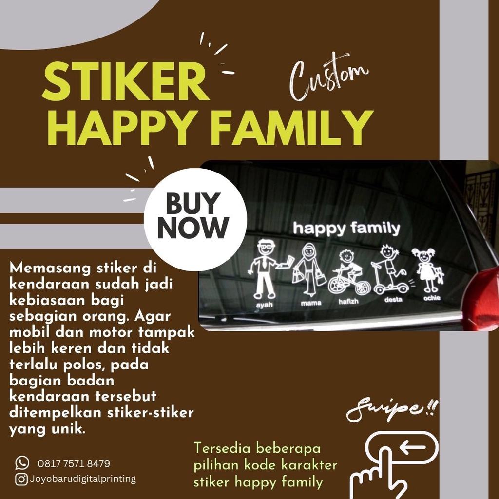 Jual STICKER STIKER MOBIL KELUARGA HAPPY FAMILY / STICKER KACA BELAKANG ...
