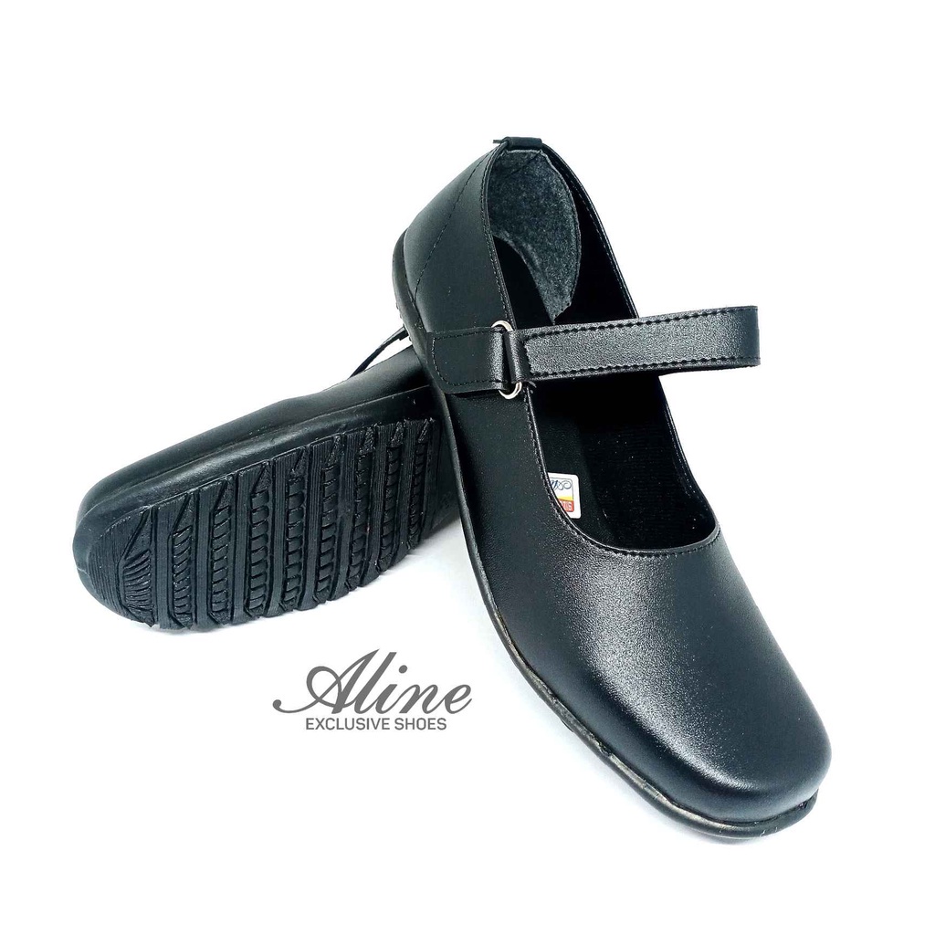 Jual Sepatu Wanita Pantofel Paskibra Sekolah Size 36-41 ALINE Hitam Hak ...