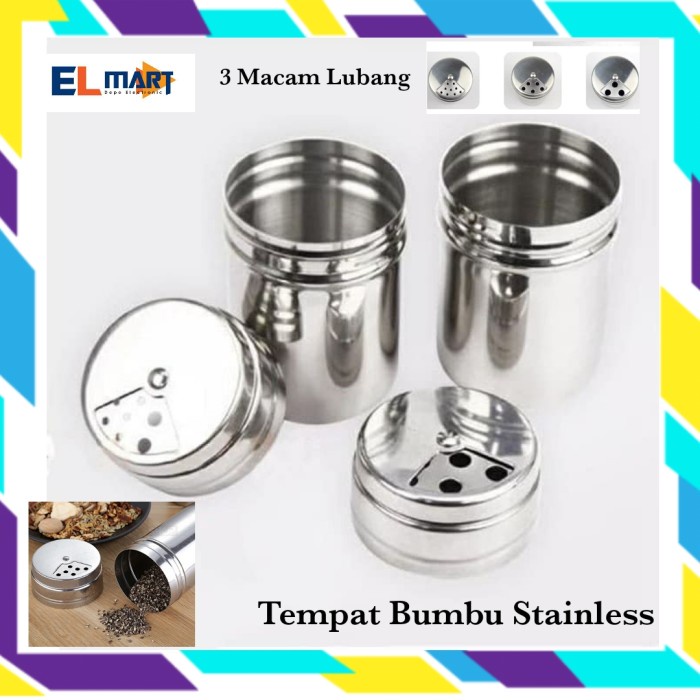 Jual Tempat Bumbu Dapur Bubuk Tabur Stainless Steel Garam Merica Gula ...