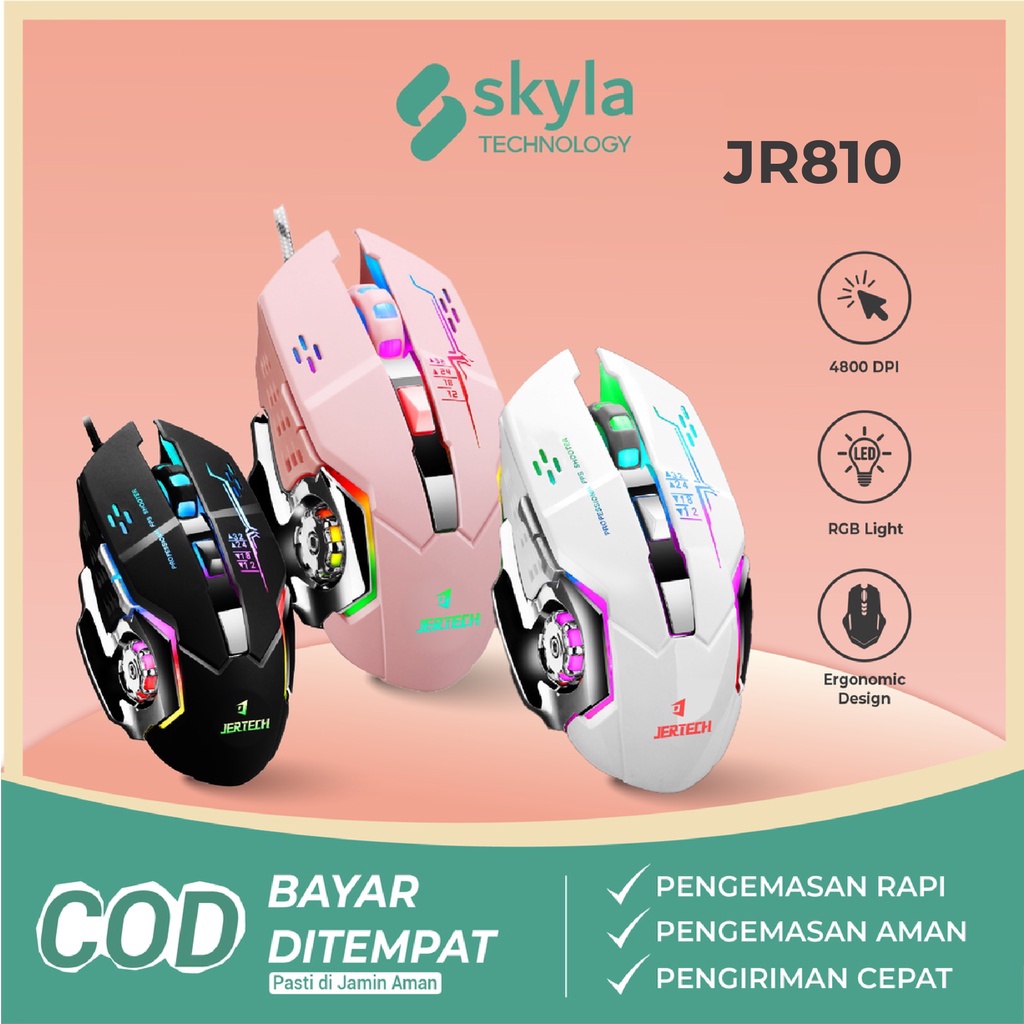 Jual Mouse Gaming Kabel Jertech JR810 Dengan Lampu RGB LED Backlight ...