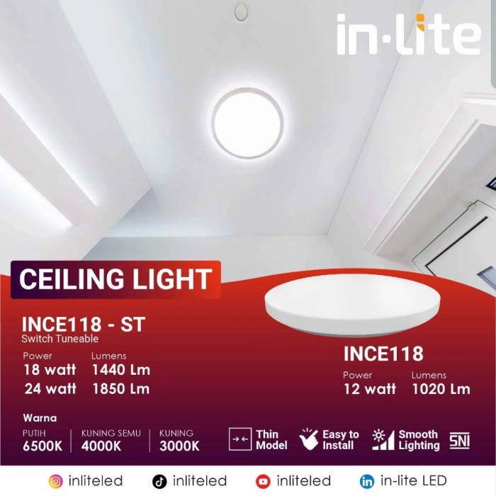 Jual Lampu Ceiling Led Tuneable Tricolour 18W Ince118St - Inlite ...