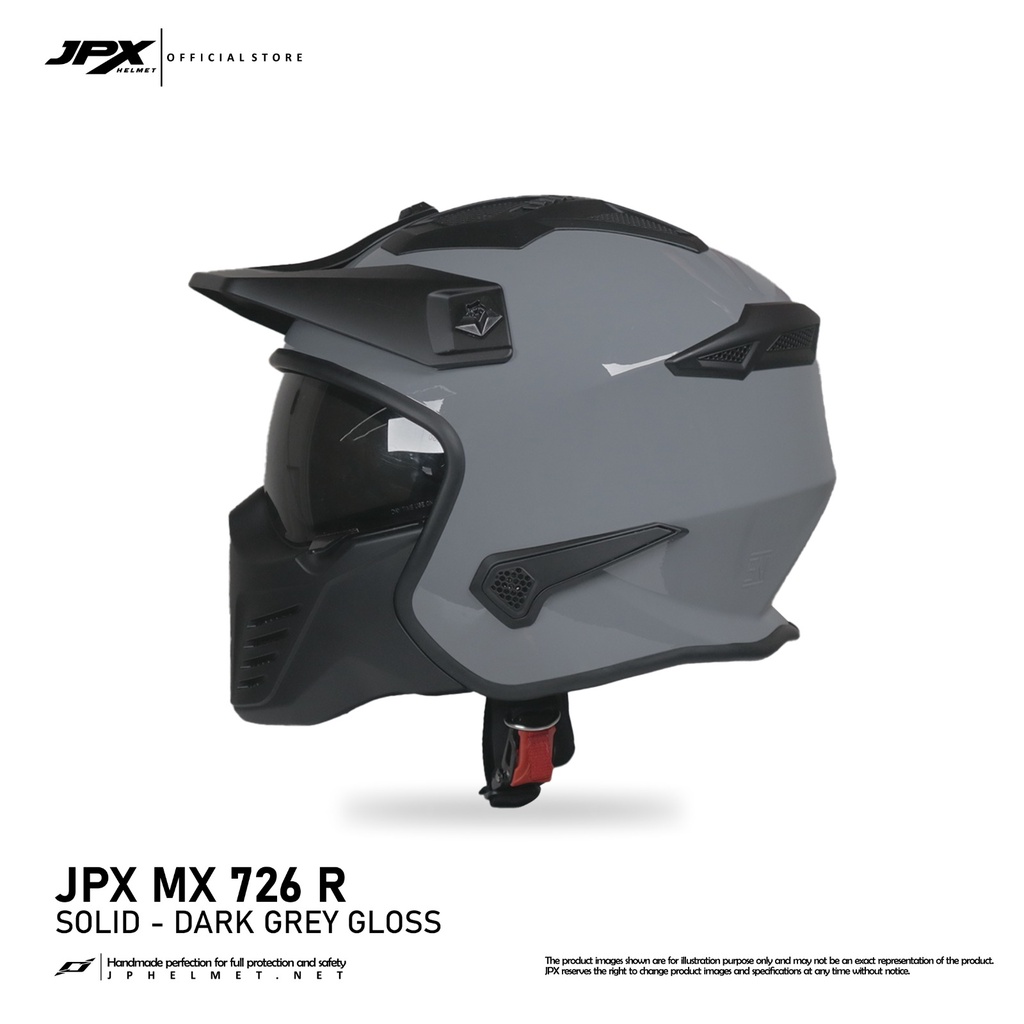 Jual JPX Full Face MX-726R - Gorilla Grey Gloss | Shopee Indonesia