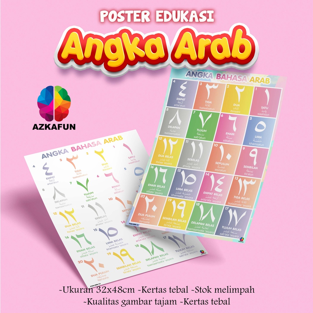 Jual Poster Edukasi ANGKA DALAM BAHASA ARAB - Poster edukasi islami ...