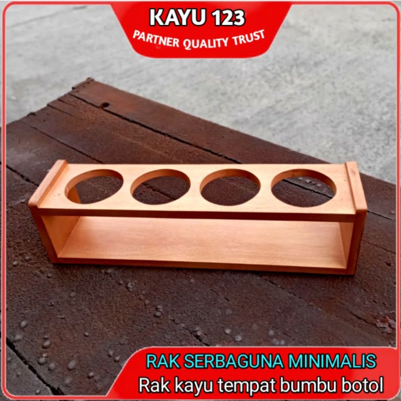 Jual Rak kayu serbaguna 4 slot 9cm tempat botol kayu minimalis | Shopee ...