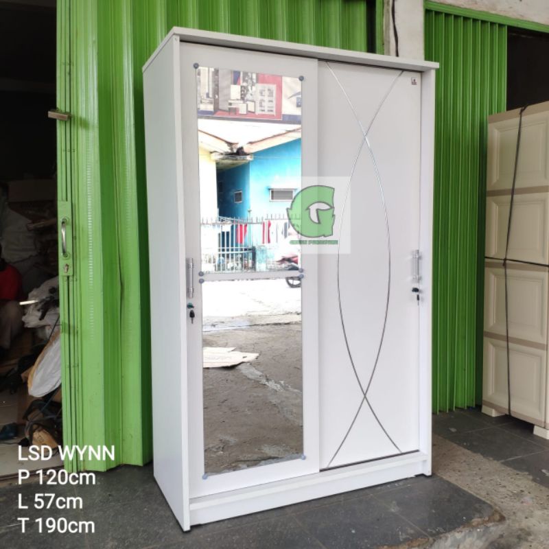 Jual Lemari Pakaian Sliding Lemari Baju Olympic LSD WYNN Lemaru Sliding geser putih | Shopee ...