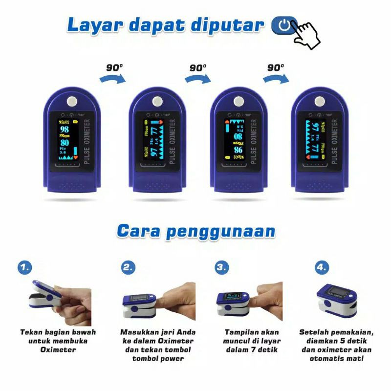 Jual FINGERTIP OXIMETER SPO2 ALAT UKUR KADAR OKSIGEN DARAH DAN DETAK ...