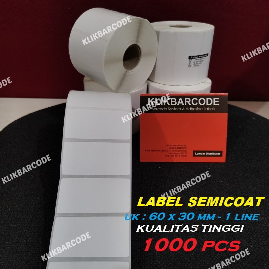 Jual LABEL BARCODE SEMICOAT 60 X 30 MM - 6 X 3 CM - ISI : 1.000 PCS | Shopee Indonesia