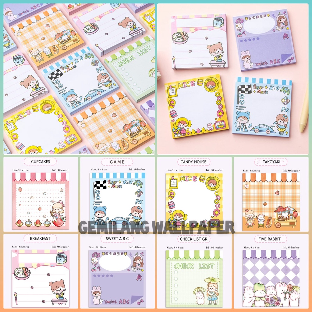 Jual GEM- KERTAS MEMO NOTEPAD STICKY NOTE LUCU UNTUK CATATAN PENTING ...