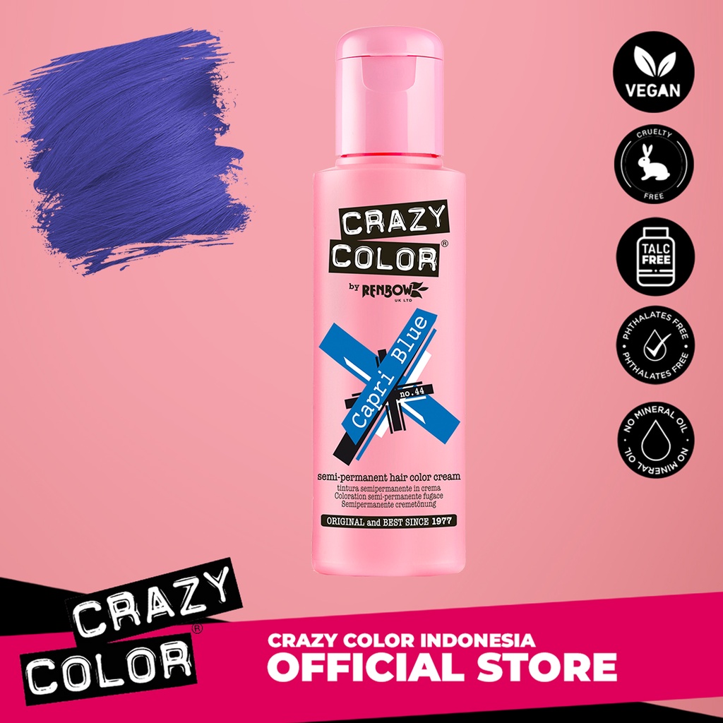 Jual Crazy Color Semi Permanent Hair Color Capri Blue Pewarna Rambut ...