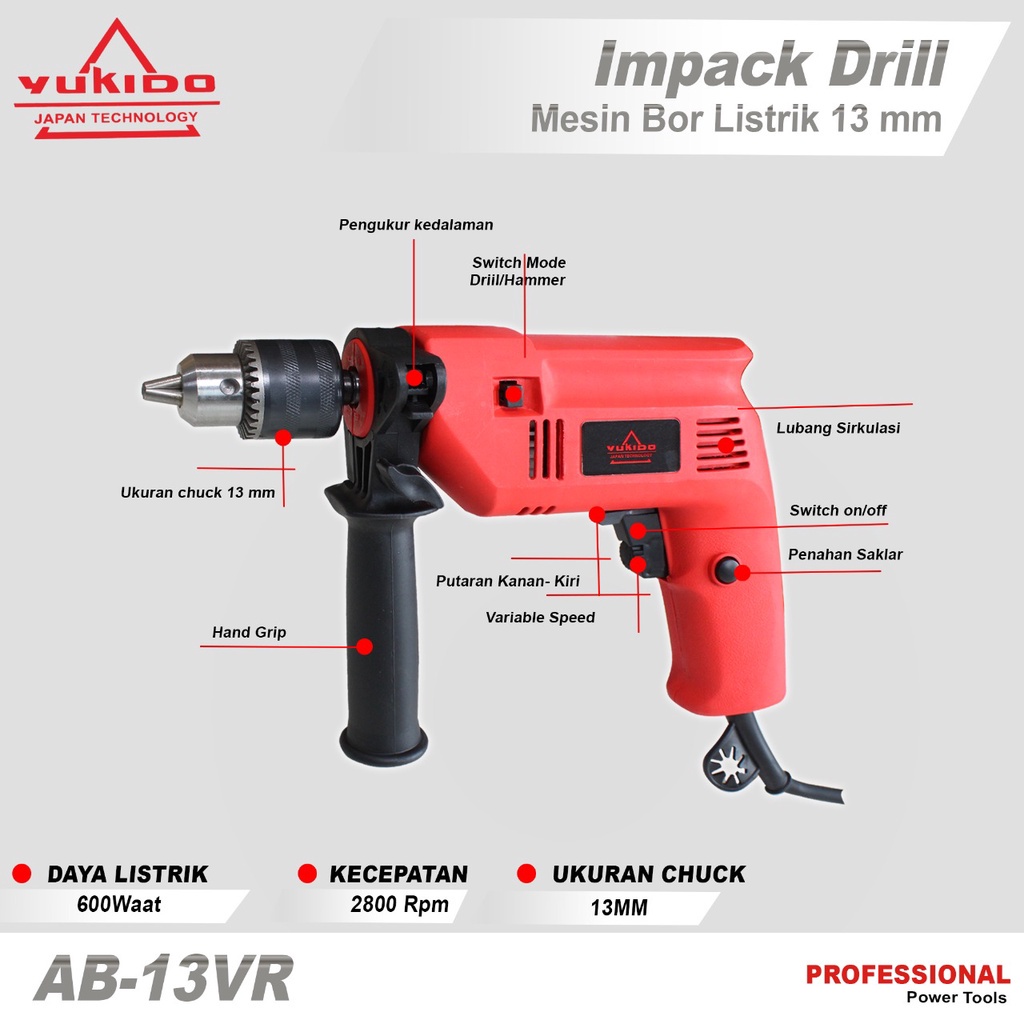 Jual FREE KOPER !!! Mesin Bor Listrik 13mm Bolak Balik Electric Drill ...
