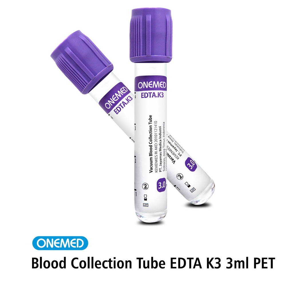 Jual Tabung Darah Blood Collection Tube EDTA 3ml PET OneMed Isi 100 Pcs ...