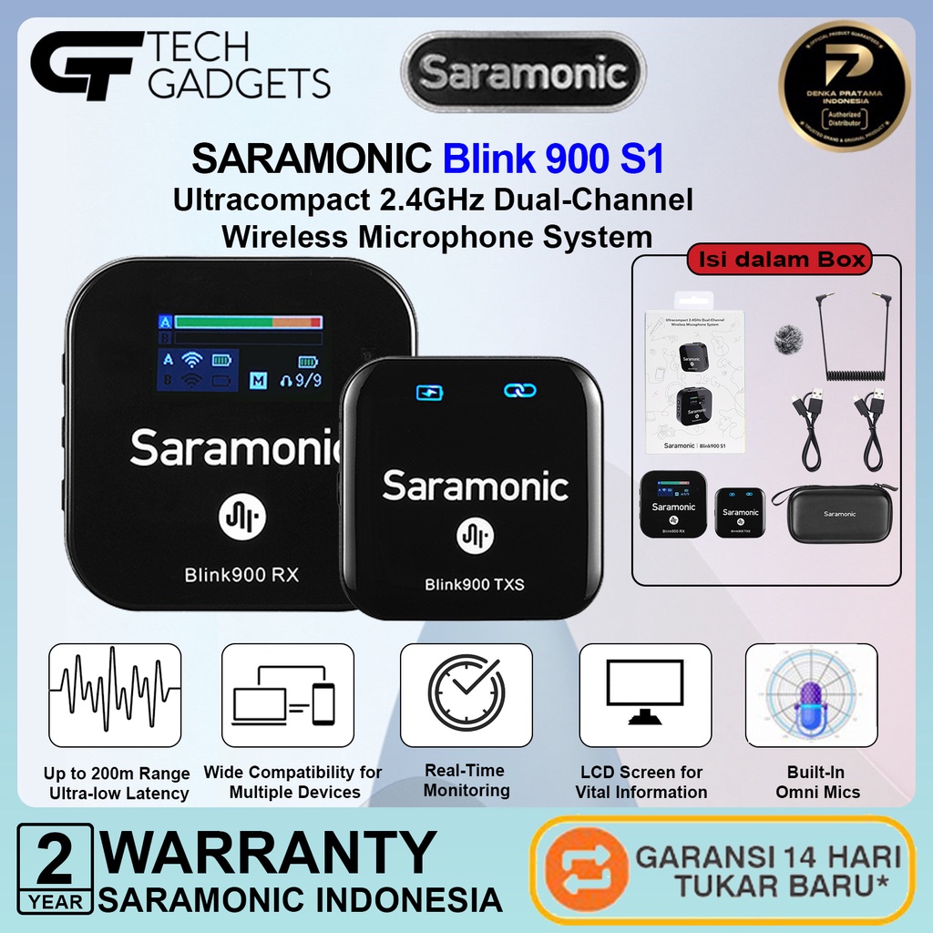 Jual Saramonic Blink 900 S1 Wireless Microphone System Resmi S2 ...