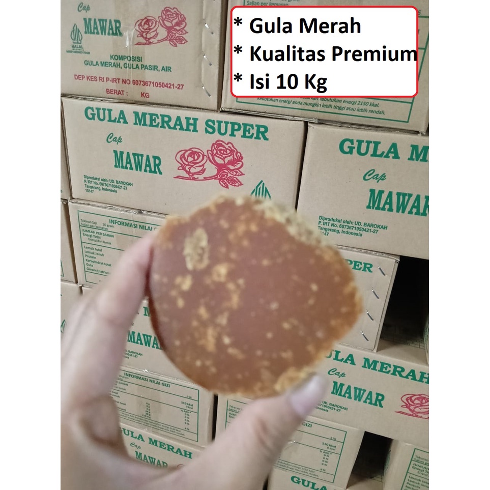Jual Gula Merah Super Cap Mawar 10 Kg ASLI Jawa Kelapa Batok Mini Sugar ...