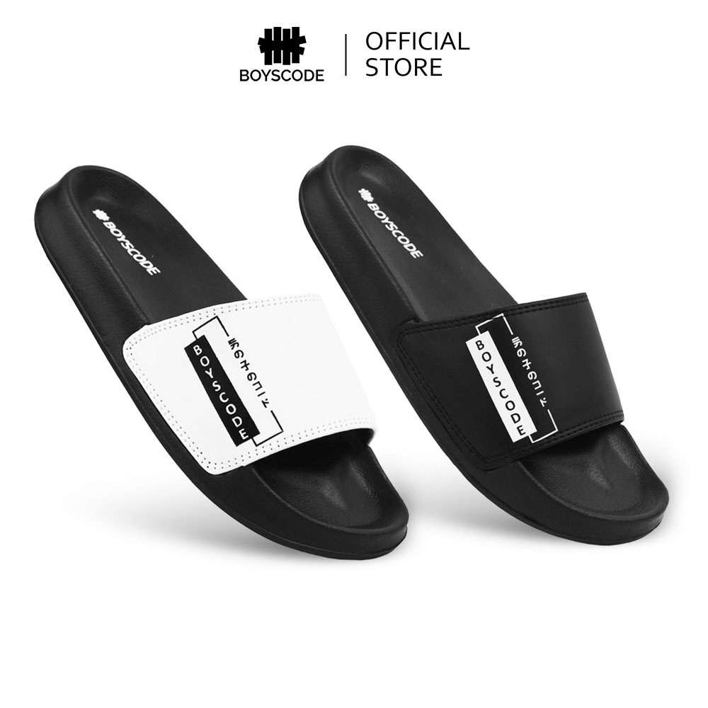 Jual Sandal Slide Simple Pria Boyscode Font Side Hitam Gold | Flip Flop ...