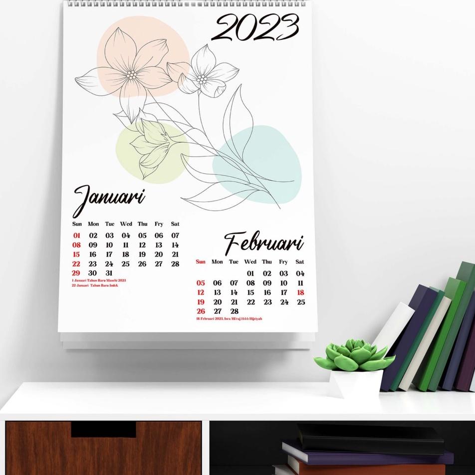 Jual Borong Untung Kalender Dinding Tahun 2023 Kalender A3 Flower ...