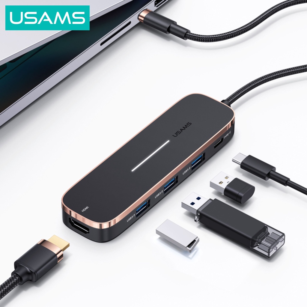 Jual USAMS Multifunctional Type C HUB USB3.0 PD100W Audio Video 4K TF ...