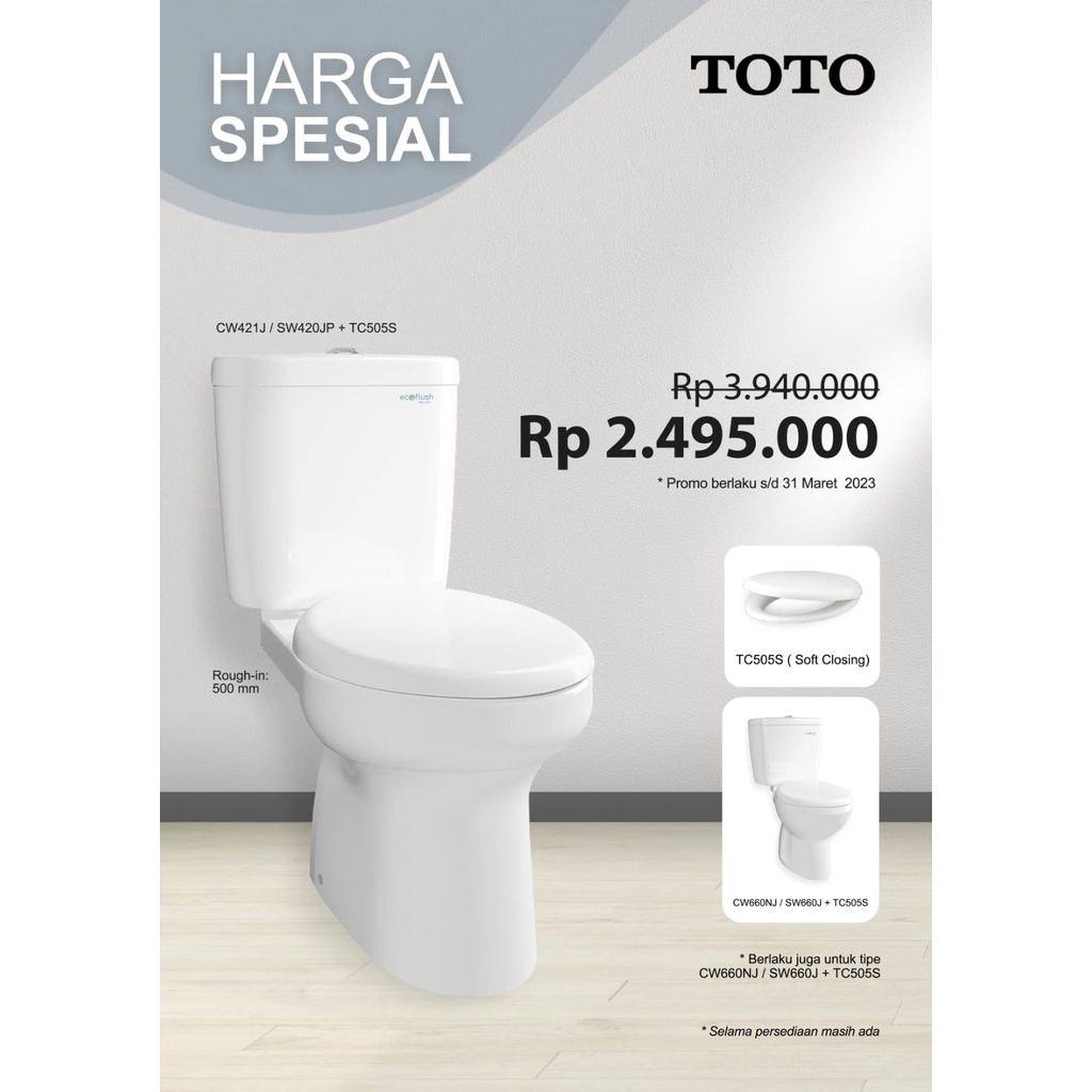 Jual TOTO CW421J +TC505S CLOSET DUDUK | Shopee Indonesia