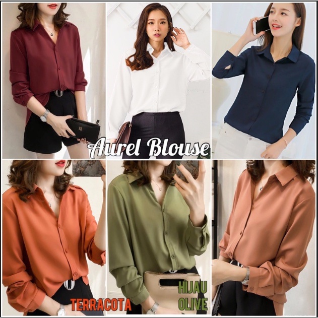 Jual KEMEJA POLOS TANGAN SKODER // AUREL KEMEJA WANITA POLOS BASIC ...