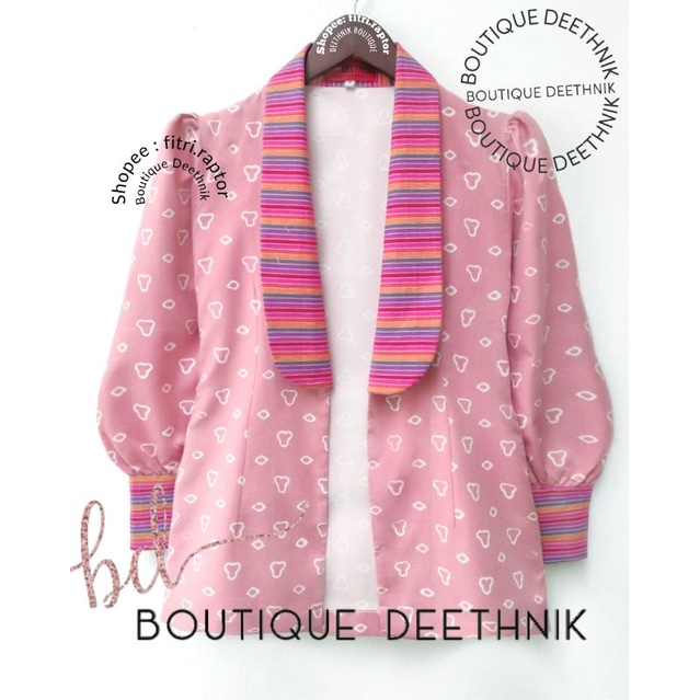 Jual Deethnik Baju batik warna pink batik cap asli mix lurik | Shopee ...