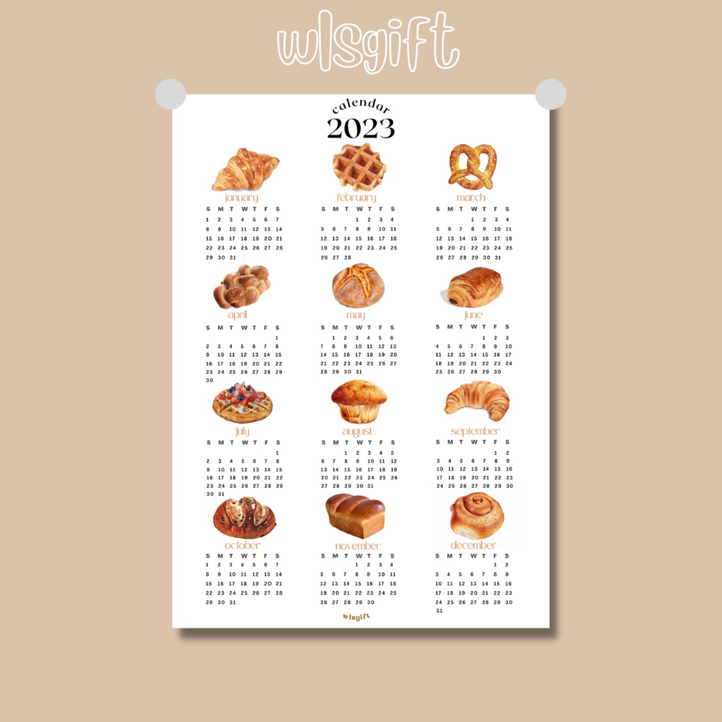 Jual Kalender 2023 aesthetic / Korean Calendar / Bakery Calendar ...