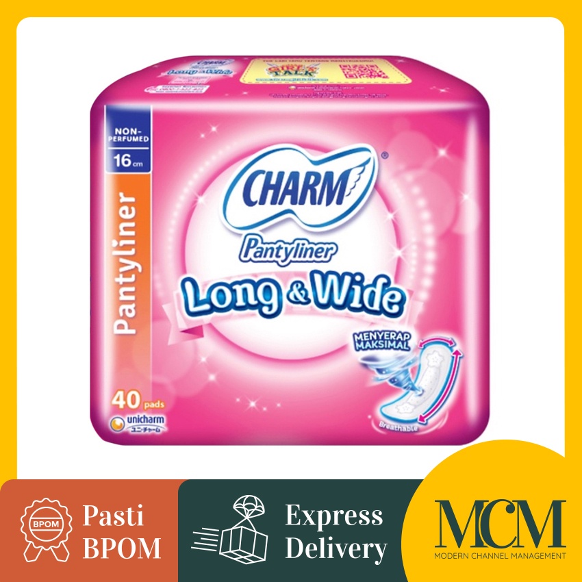 Jual Pantyliner Charm Long & Wide Absorbent Fit Non Parfume - 40 Pads ...