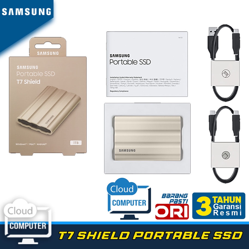 Jual Samsung T7 Shield 1TB Portable SSD - Beige | Shopee Indonesia