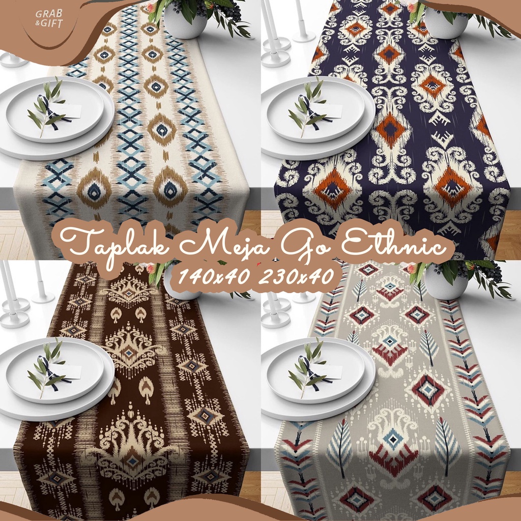 Jual Table Runner Taplak Meja Print Motif Go Ethnic Tribal Tenun 140x40 ...