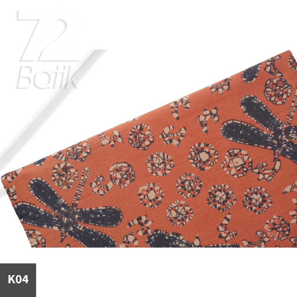 Jual KAIN BATIK PREMIUM Bahan Katun Motif Capung Warna Orange Oranye ...