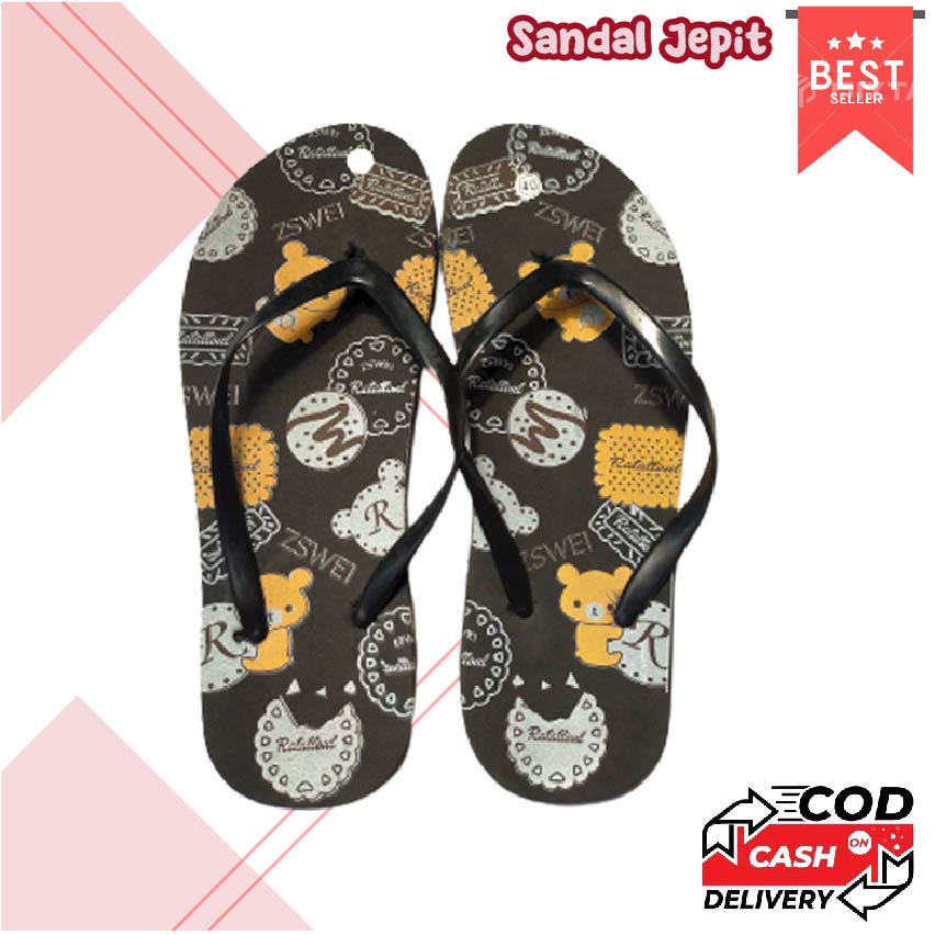 Jual Sandal Jepit Karet Premium/Sandal JepitBeruang Hitam/Sandal Jepit ...