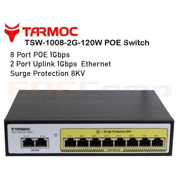 Jual Tarmoc TSW-1008-2G-120W, 8 Port Gigabit POE 802.3af/at POE Switch 120W | Shopee Indonesia