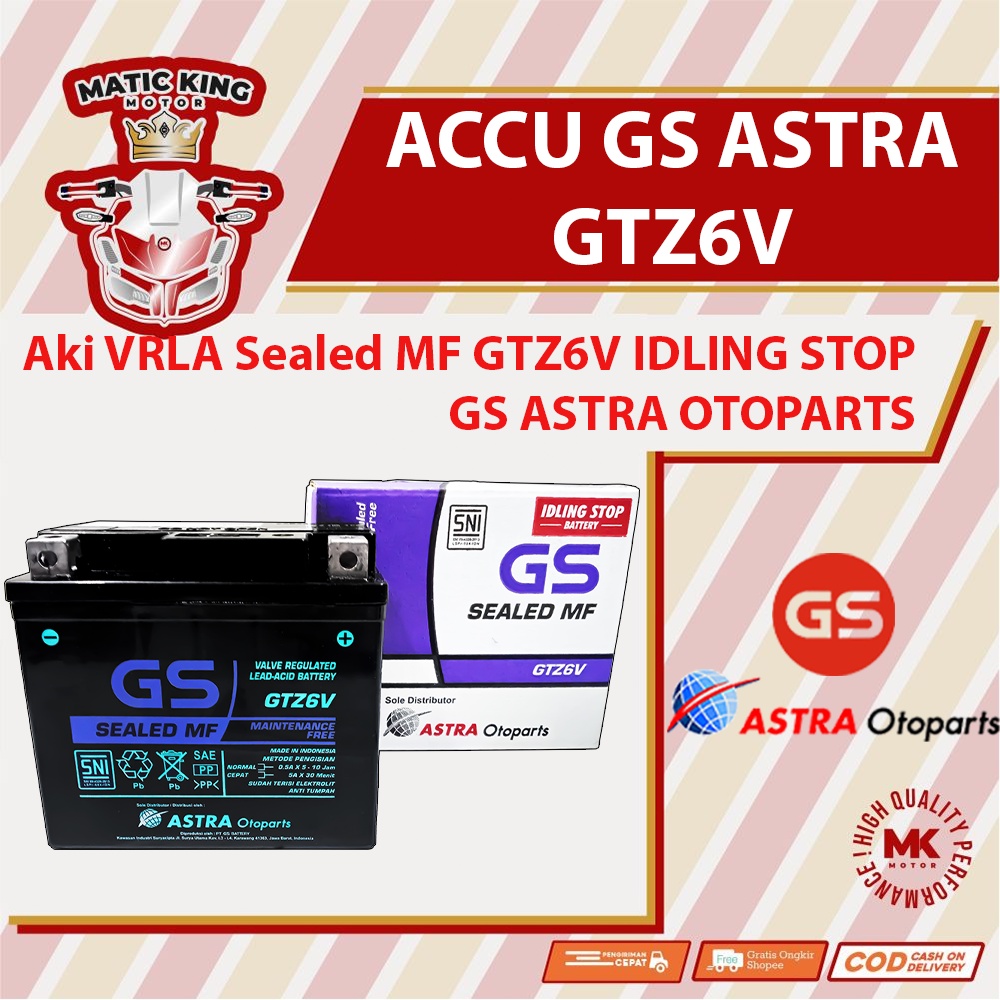 Jual AKI GS ASTRA MF GTZ6V Vario PCX 125 150 Beat Pop Street ISS Scoopy ...