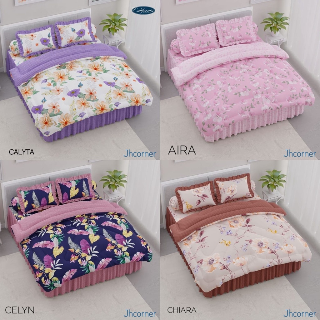 Jual SET BEDCOVER CALIFORNIA UKURAN 180X200CM KING SIZE 6KAKI SPREI ...