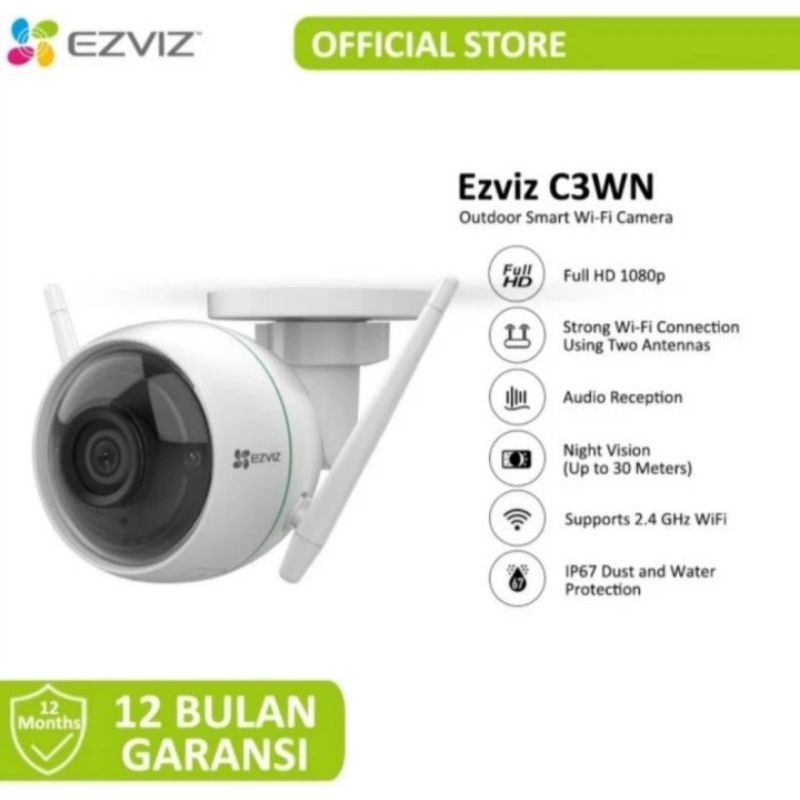 Jual Camera CCTV Ezviz C3WN 1080P 2MP | IP wifi outdoor FHD IR | Shopee ...