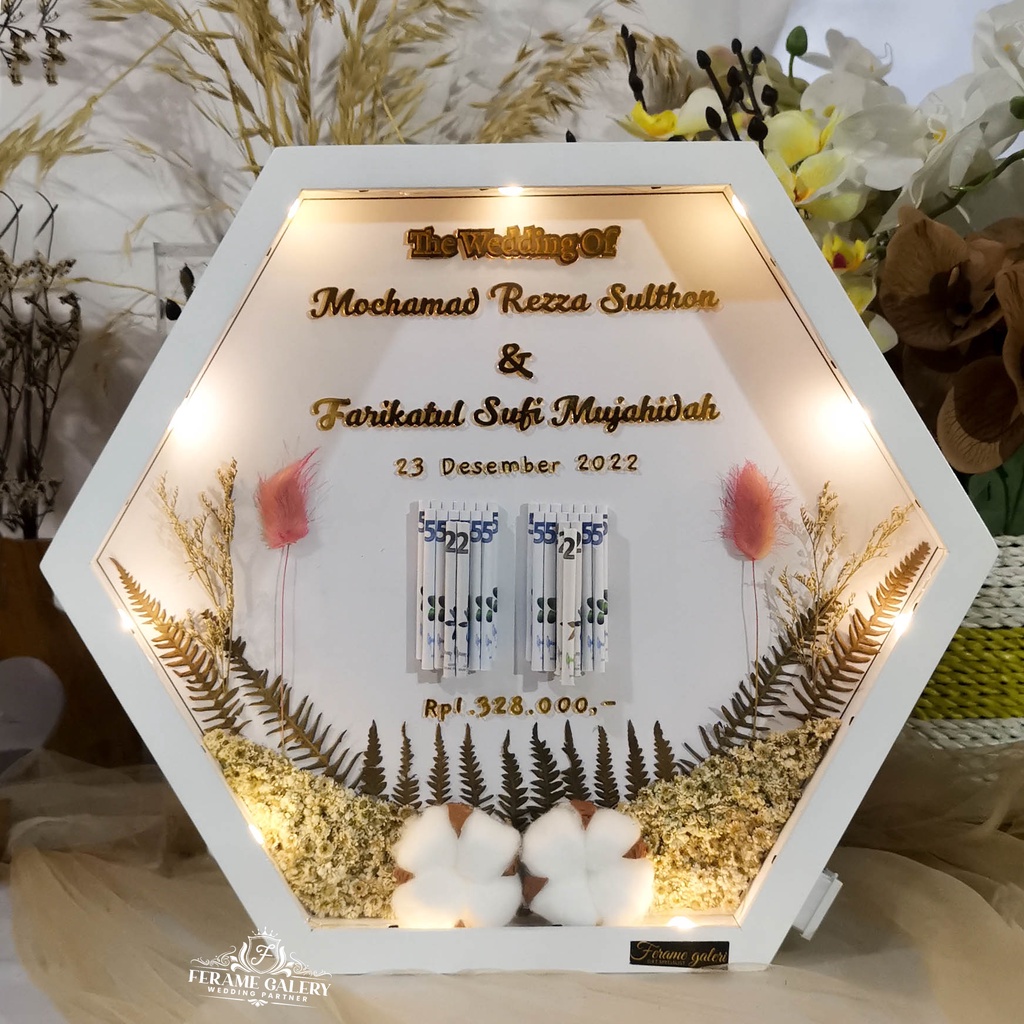 Jual Bingkai Mahar Pernikahan Rustic Tulisan Timbul / Frame Mahar Pernikahan Bingkai Hexagonal ...