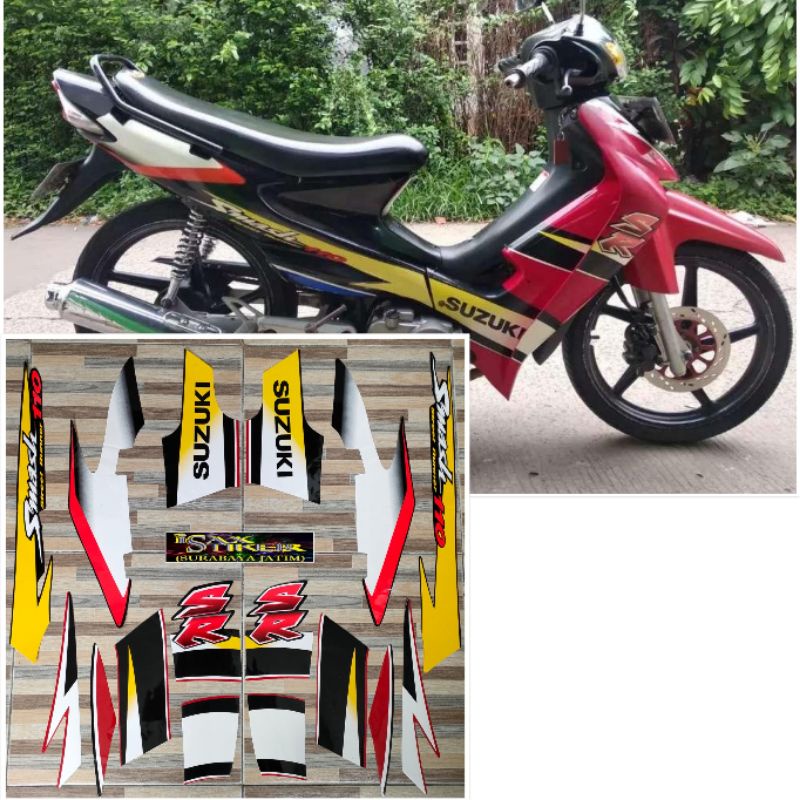 Jual striping original Suzuki smash SR 110 merah hitam tahun 2005 ...