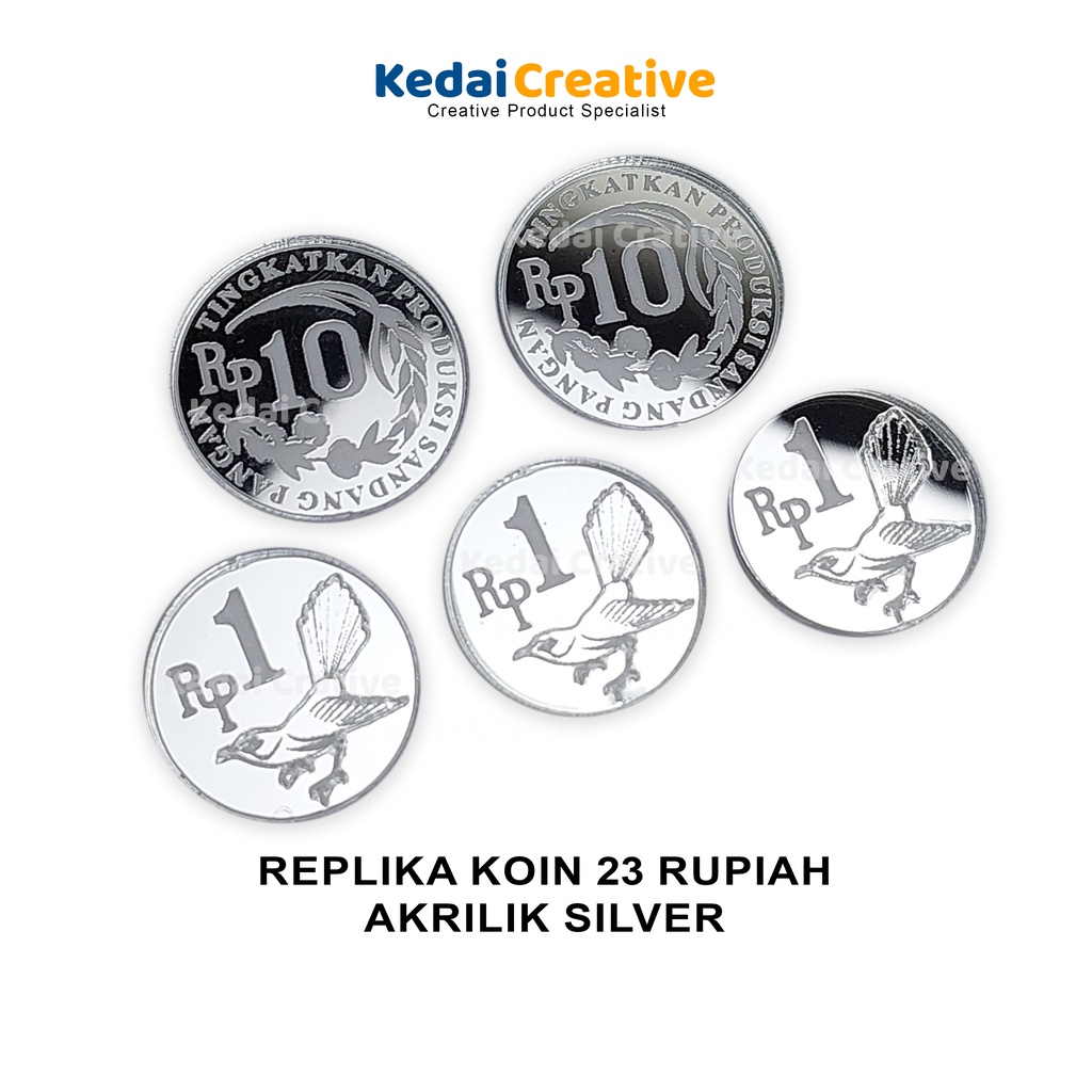 Jual Replika Uang Koin Kuno 22 & 23 rupiah bahan mahar akrilik silver/perak dummy replika Uang ...